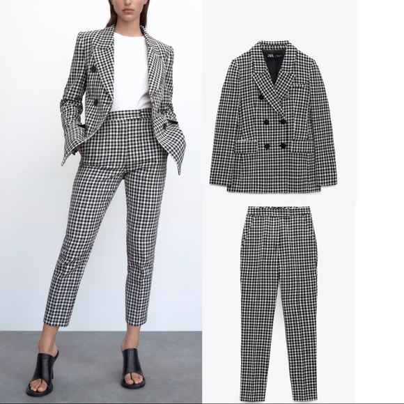 Zara | Jackets & Coats | Zara 2 Piece Set Blazer And Pants Black White | Poshmark